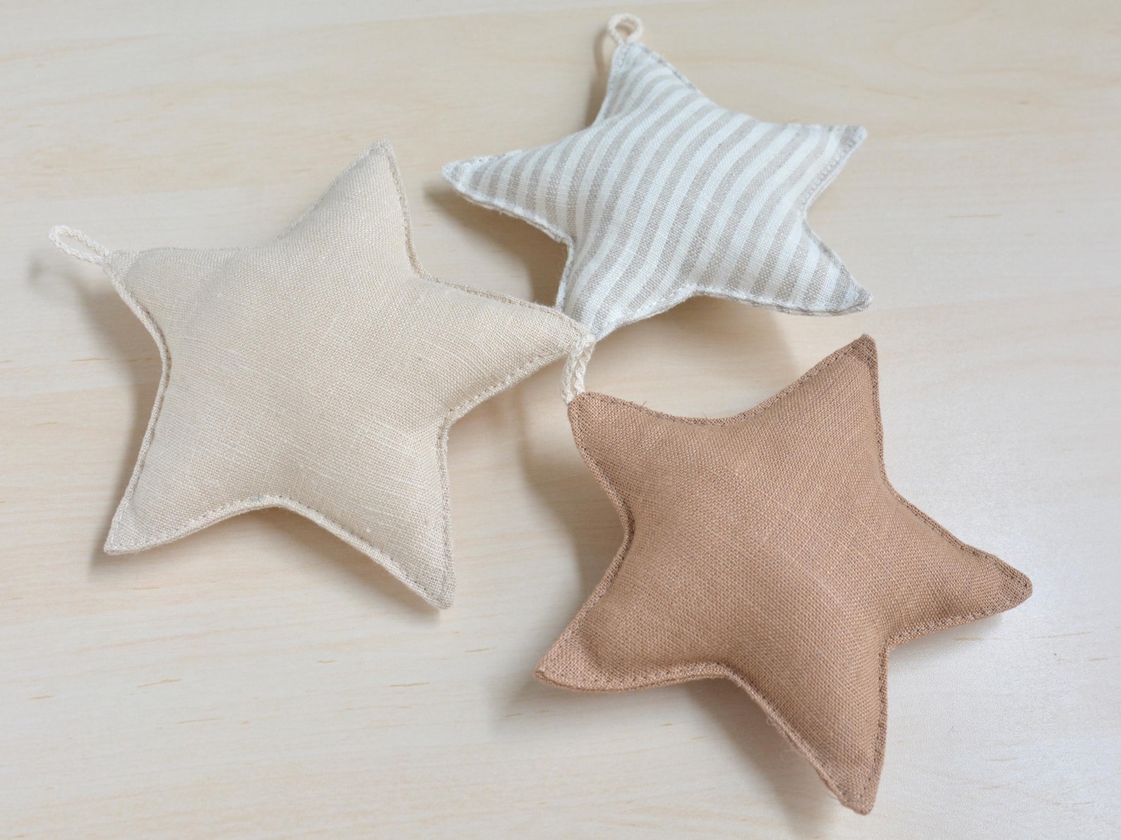 Linen Fabric Stars Garland - Neutral Beige Colors Nursery Decor Newborn ...