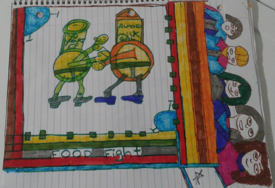 Food Fight A Digital Pencil Sketch See Item Details - Etsy