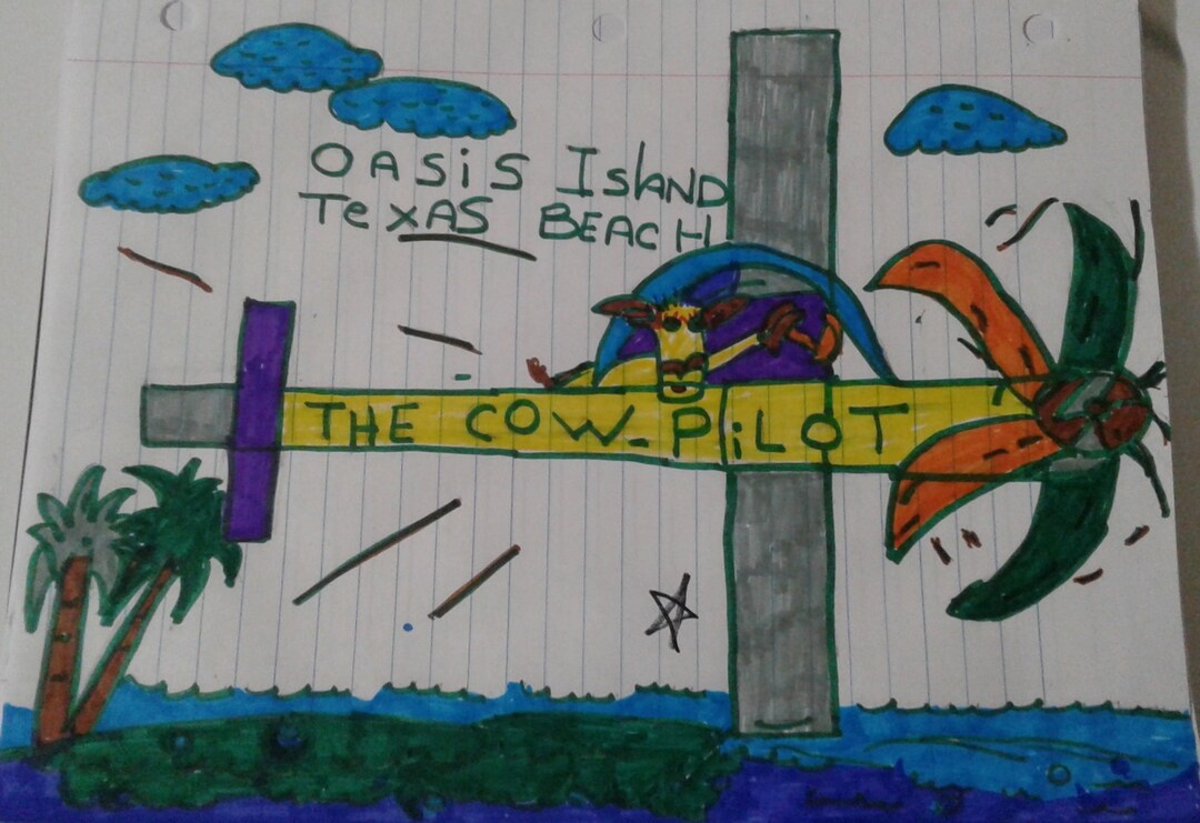 The Cow-pilot A Digital Pencil Sketch See Item Details - Etsy