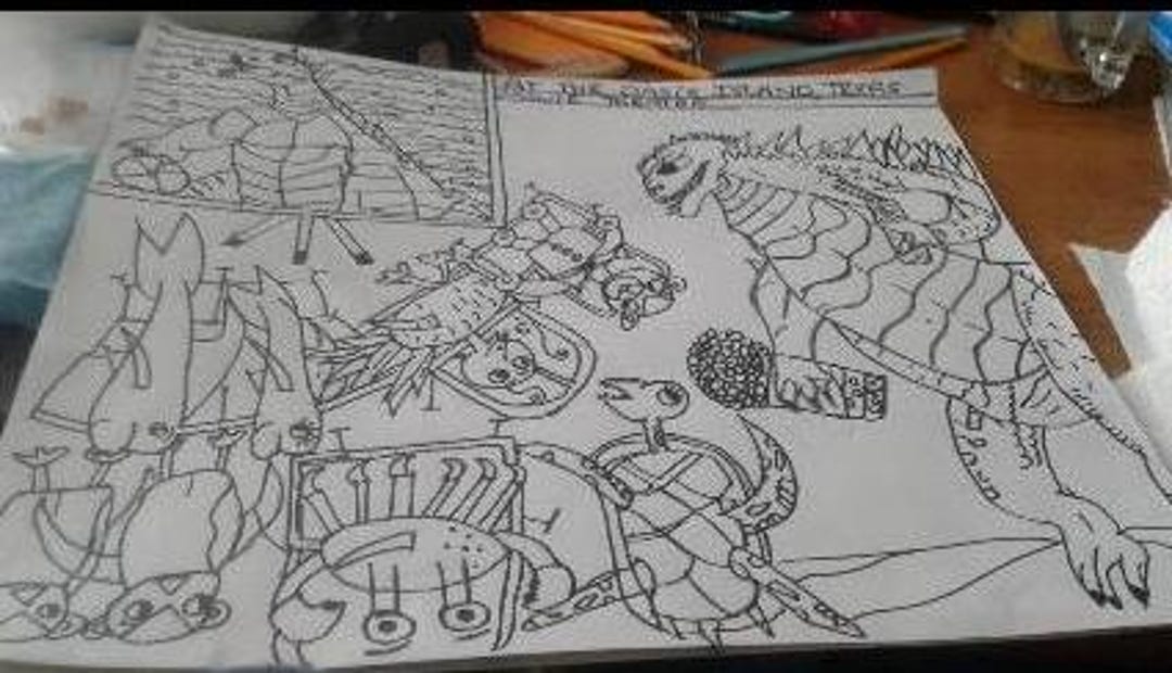 At the Oasis Island, Texas Movie Theater A Digital Pencil Sketch See ...
