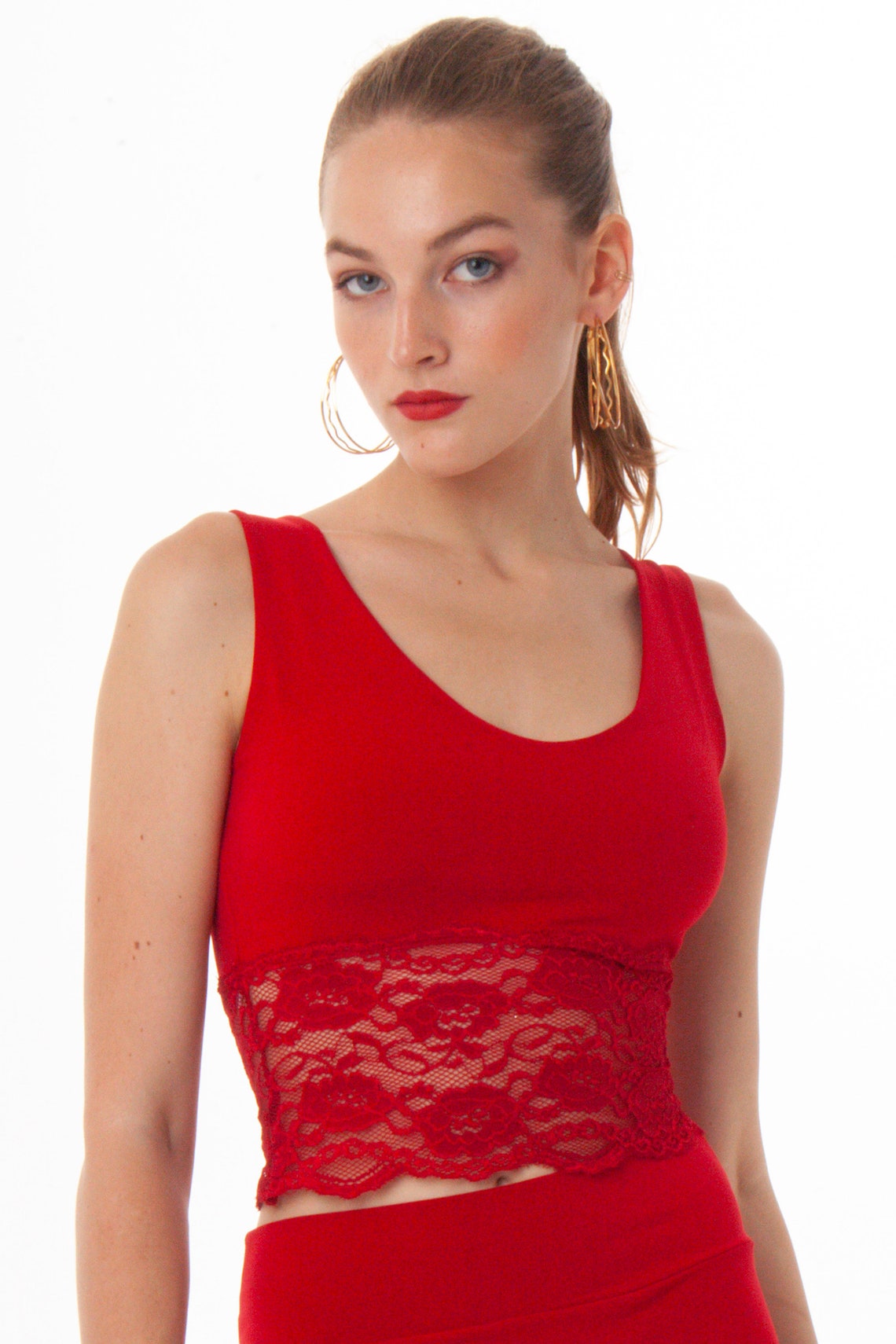 Latin Dance Crop Top Argentine Tango Top Tight Lace Crop - Etsy