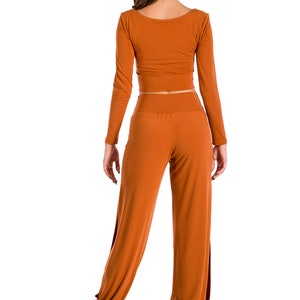 Argentine Tango Pants, Bronze Orange Gathered Pants, Milonga Trousers ...