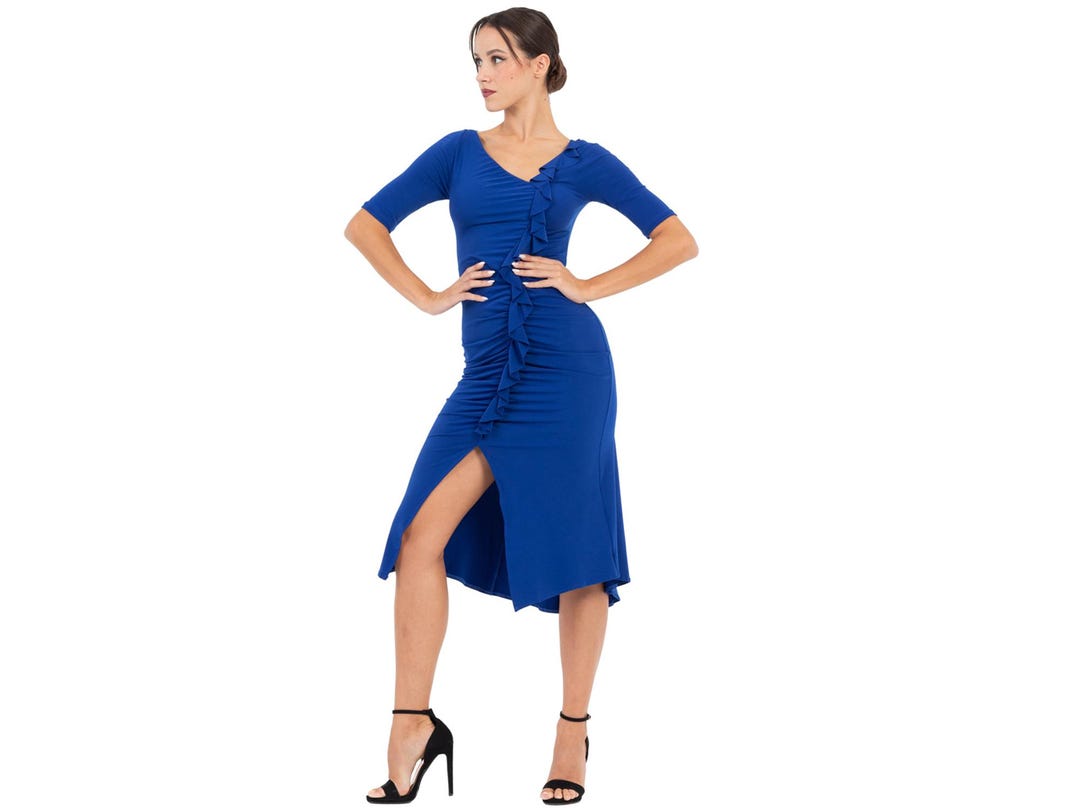 Argentine Tango Performance Dress With Front Ruffles and Gatherings ...