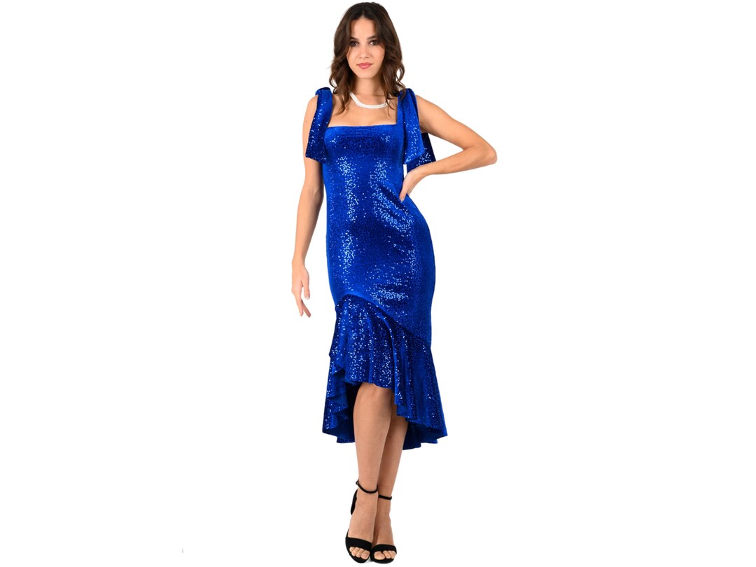 Argentine Tango Dance Dress, Sequin Velvet Dress With Bow Straps ...