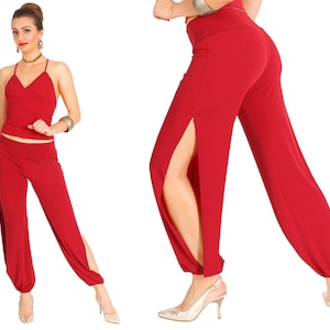 Latin Dance Pants, Argentine Tango Pants, Elastic Waist Comfortable ...