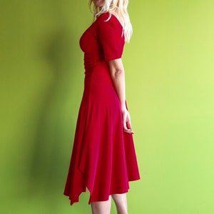 Short Sleeve Tango Dance Dress With Side Draping, Basic Low Scoop Neck ...