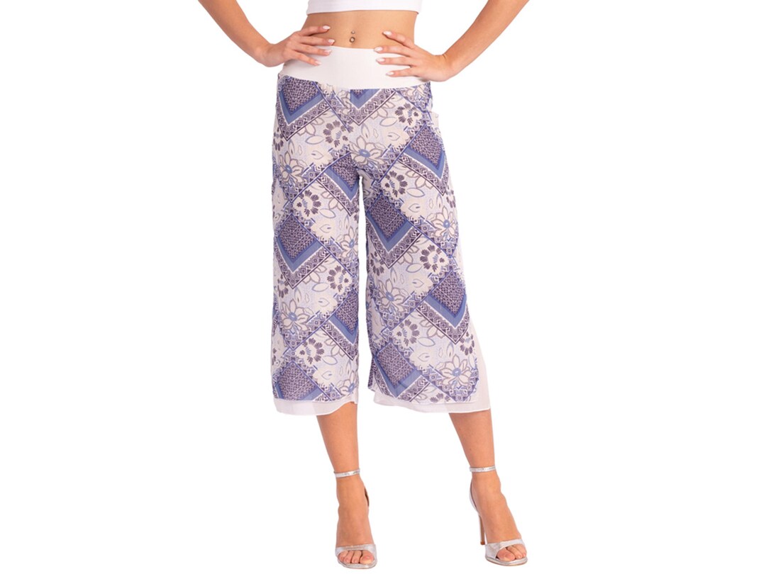 Argentine Tango Capri Pants, Latin Dance Pants, Two Layer Georgette ...