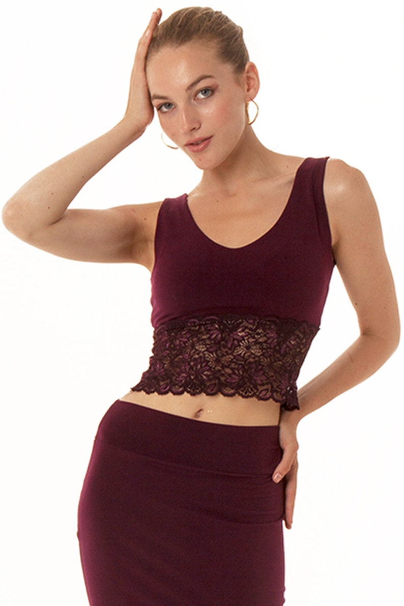 Latin Dance Crop Top Argentine Tango Top Tight Lace Crop - Etsy