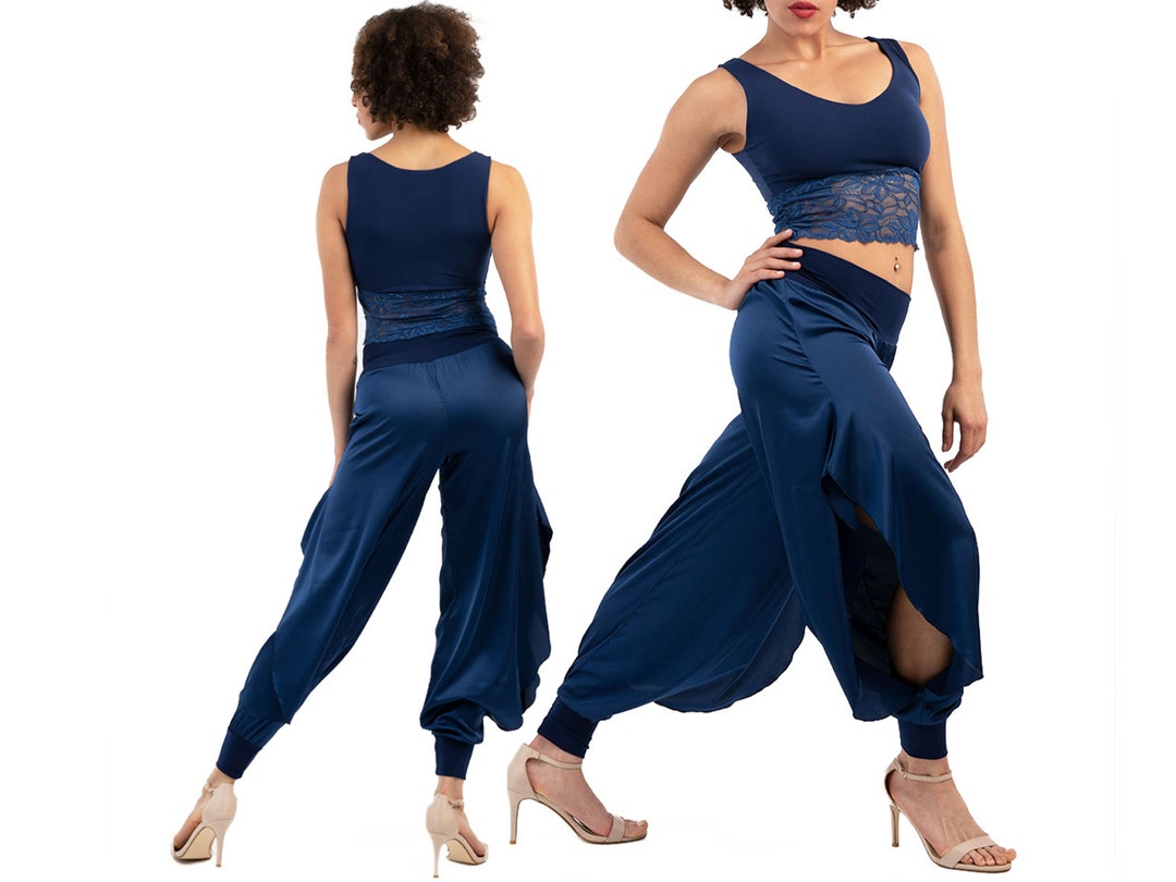 Tango Dance Pants, Loose Leg Satin Pants, Women Boho Harem Pants, Latin ...