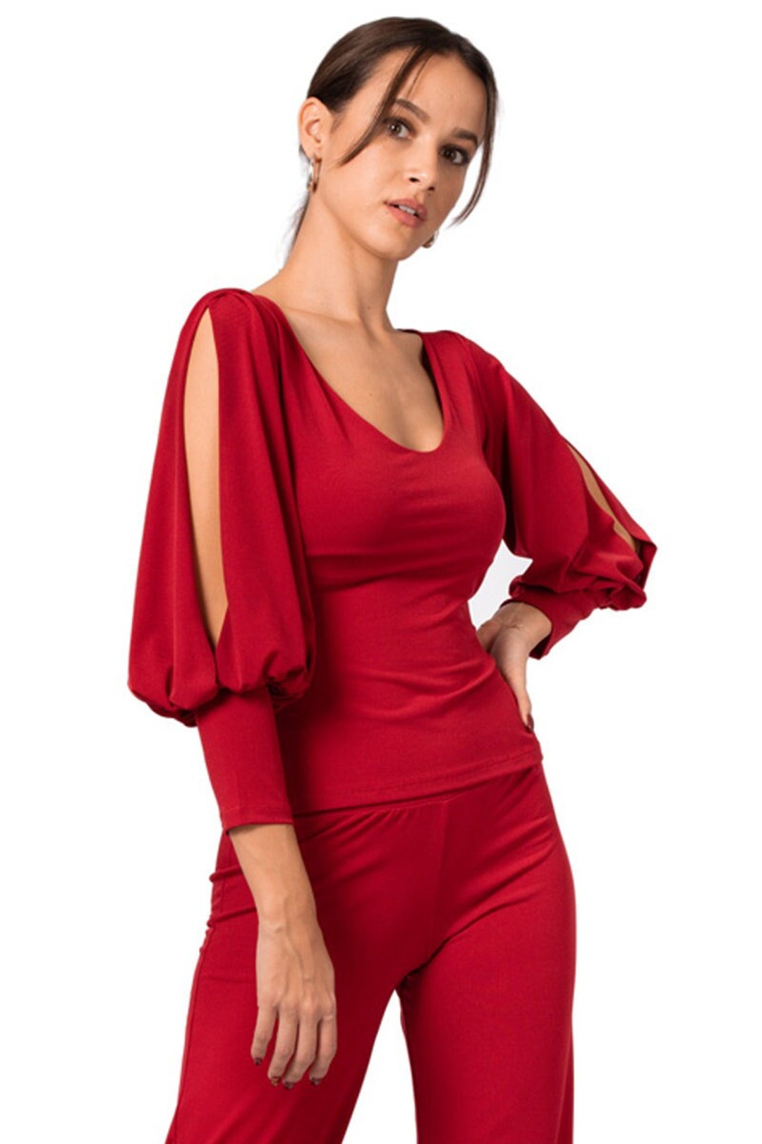 Argentine Tango Top With Long Sleeves, Salsa Dance Top, Loose Sleeve ...
