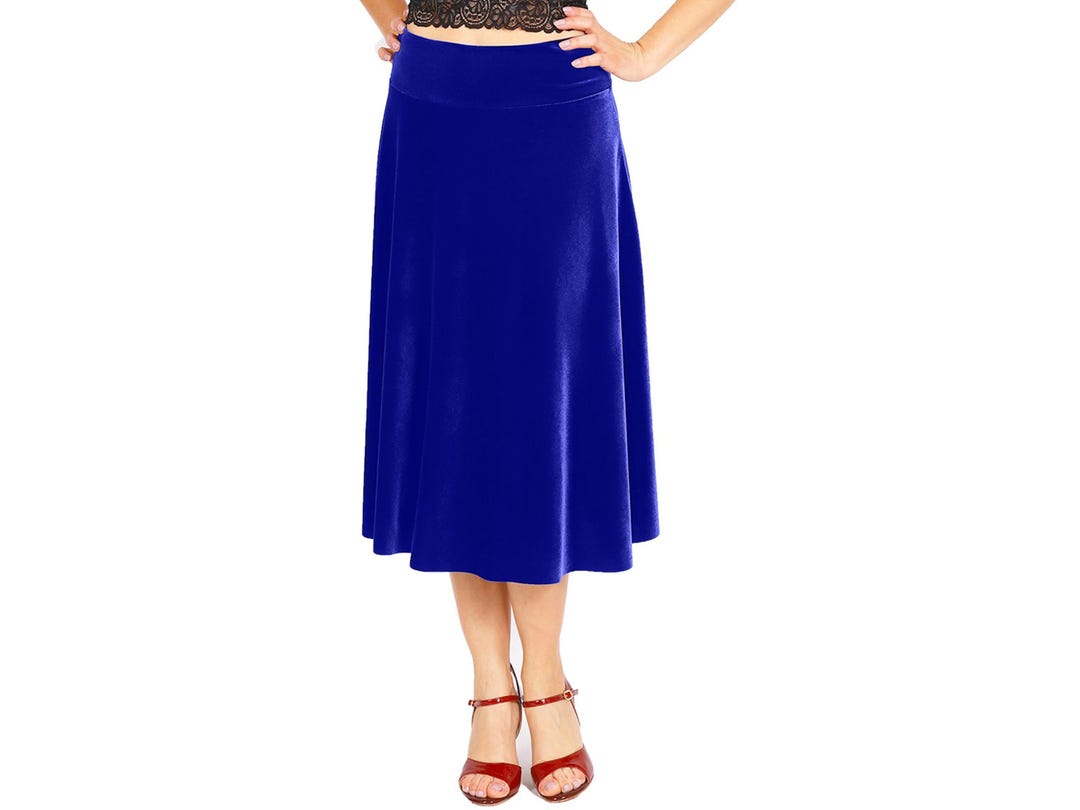 Midi Tango Dance Skirt, Velvet A Line Flowing Skirt, Latin Performance ...