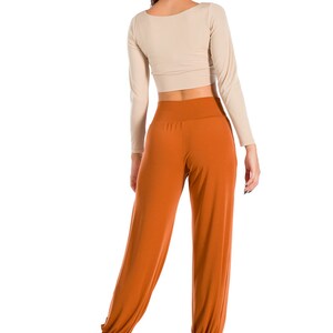 Argentine Tango Pants, Bronze Orange Gathered Pants, Milonga Trousers ...