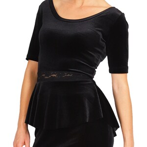 Argentine Tango Top, Salsa Dance Top, Evening Ruffle Velvet Blouse ...