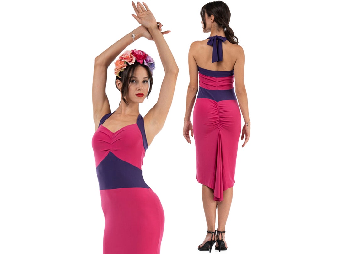 Robe de danse sociale, robe de tango argentin, robe en queue de poisson ...