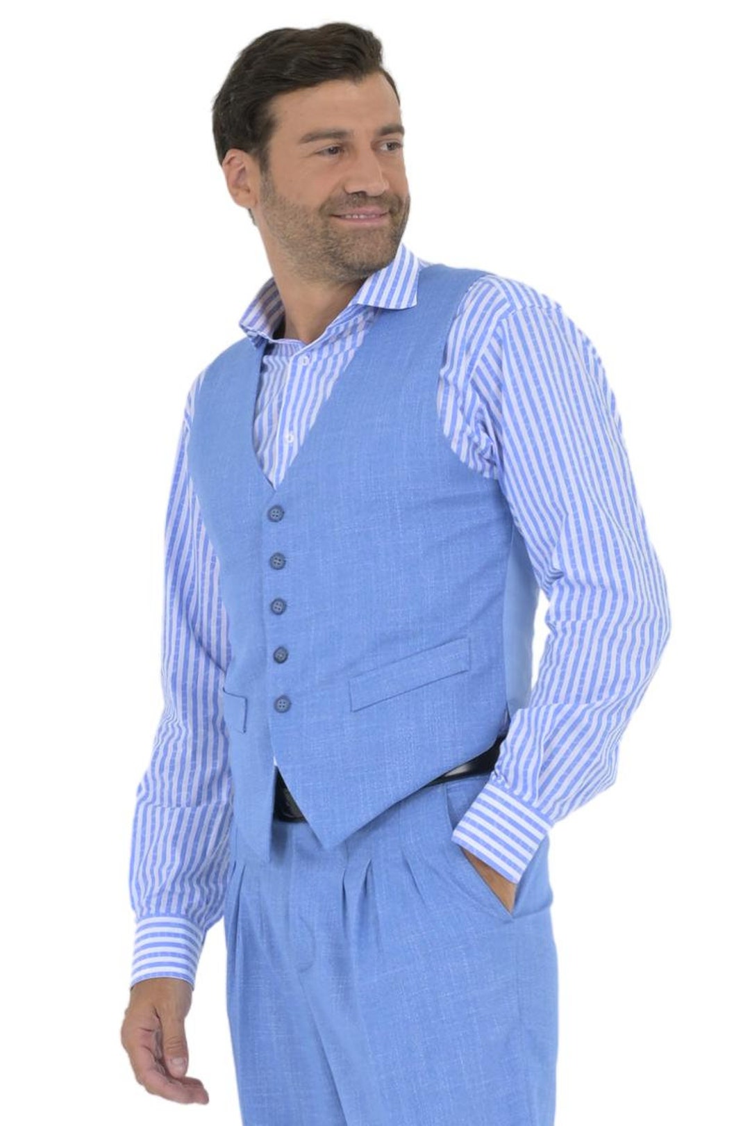 Men's Light Blue Vest, Men's Argentine Tango Vest, Men's Latin Dance ...