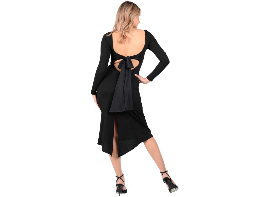 Tango Performance Dress, Shimmering Dress With Back Bow Tie, Pencil ...