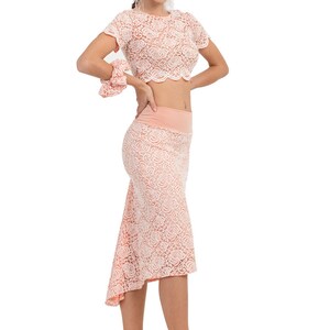 Tango Dance Crop Top, Mint Floral Lace Crop Top, Bodycon Crop Top With ...