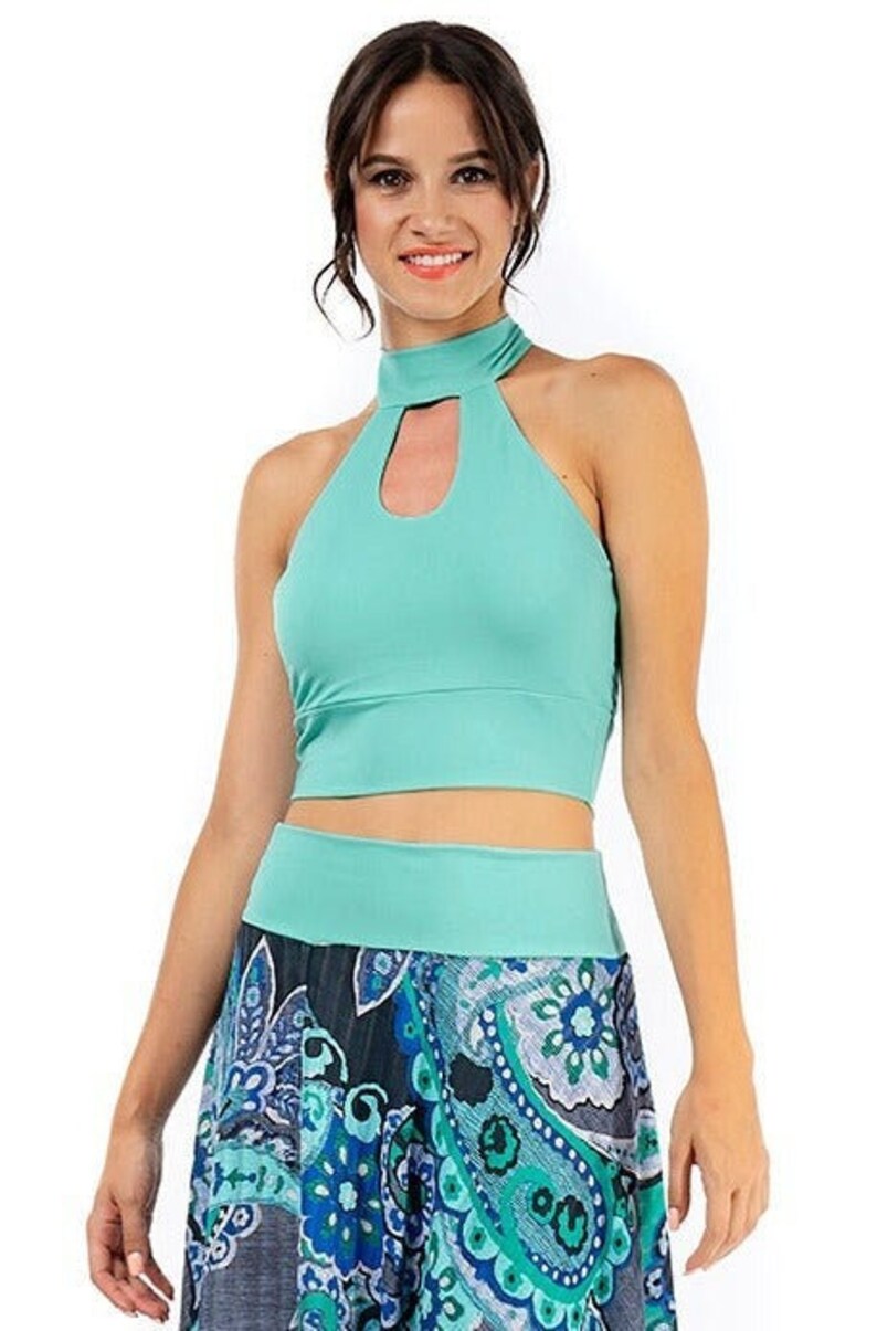 Tango Dance Turtleneck Crop Top With Keyhole, Salsa Practice Stretch ...