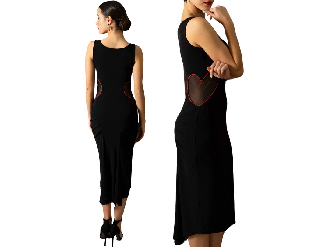 Dress With Side Mesh Heart Cutouts, Argentine Tango Dance Dress ...