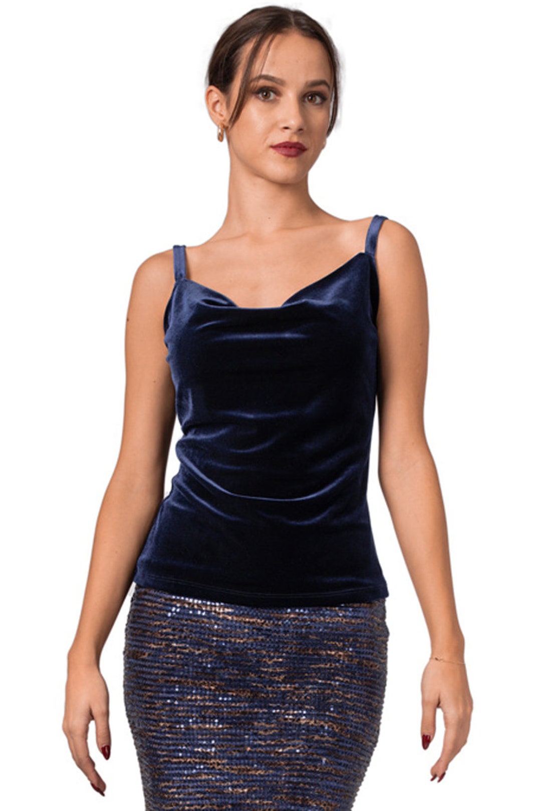 Argentine Tango Top With Draped Neck, Salsa Performance Bodycon Top ...
