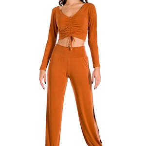 Argentine Tango Pants, Bronze Orange Gathered Pants, Milonga Trousers ...