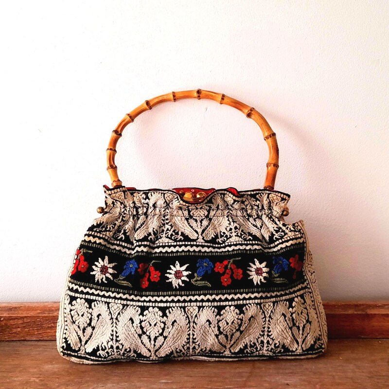 Bamboo Handle Bag - Etsy