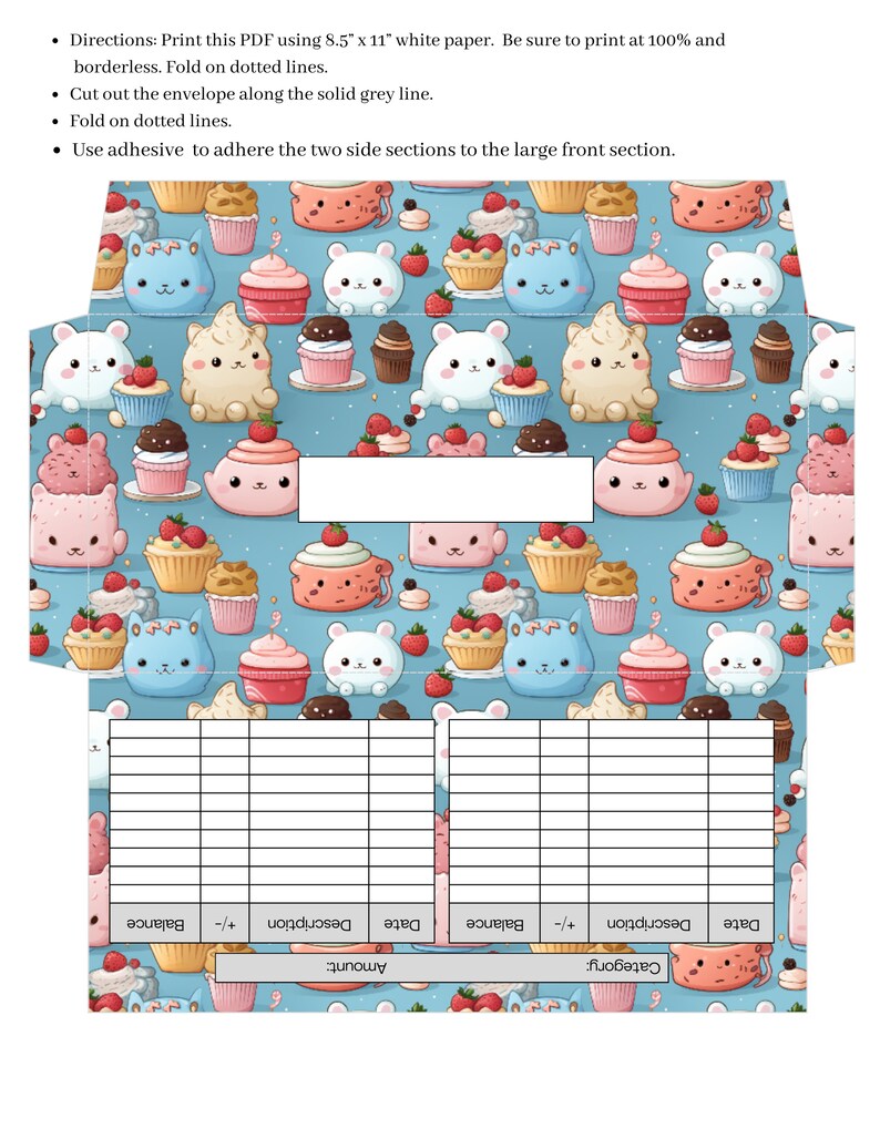 Kawaii Cat Budget Envelope Template: DIY Junk Journal (digital Download ...