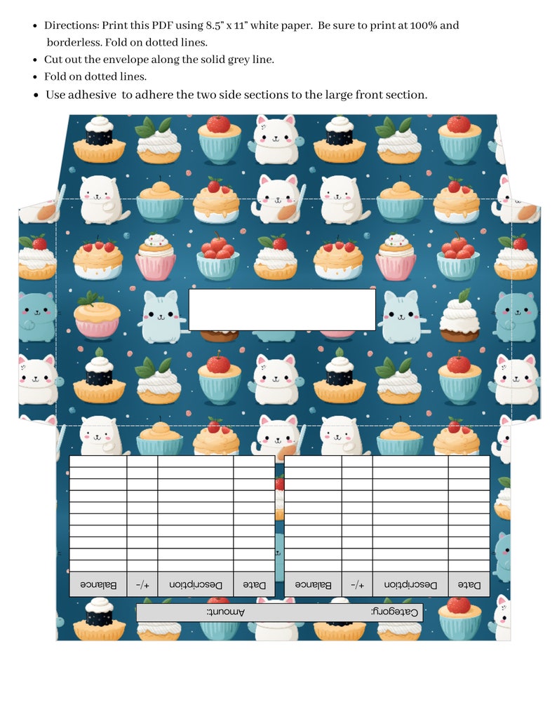 Kawaii Cat Budget Envelope Template: DIY Junk Journal (digital Download ...