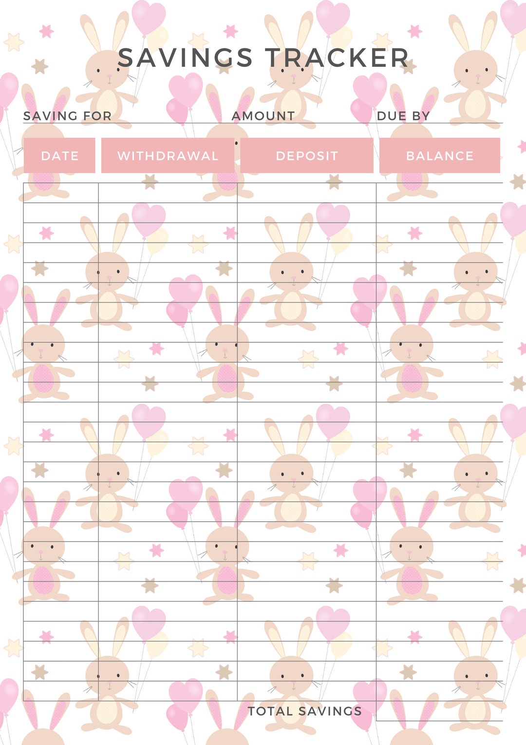 Cute Bunny Monthly Budget Planner Printable | Monthly Budget Sheet ...