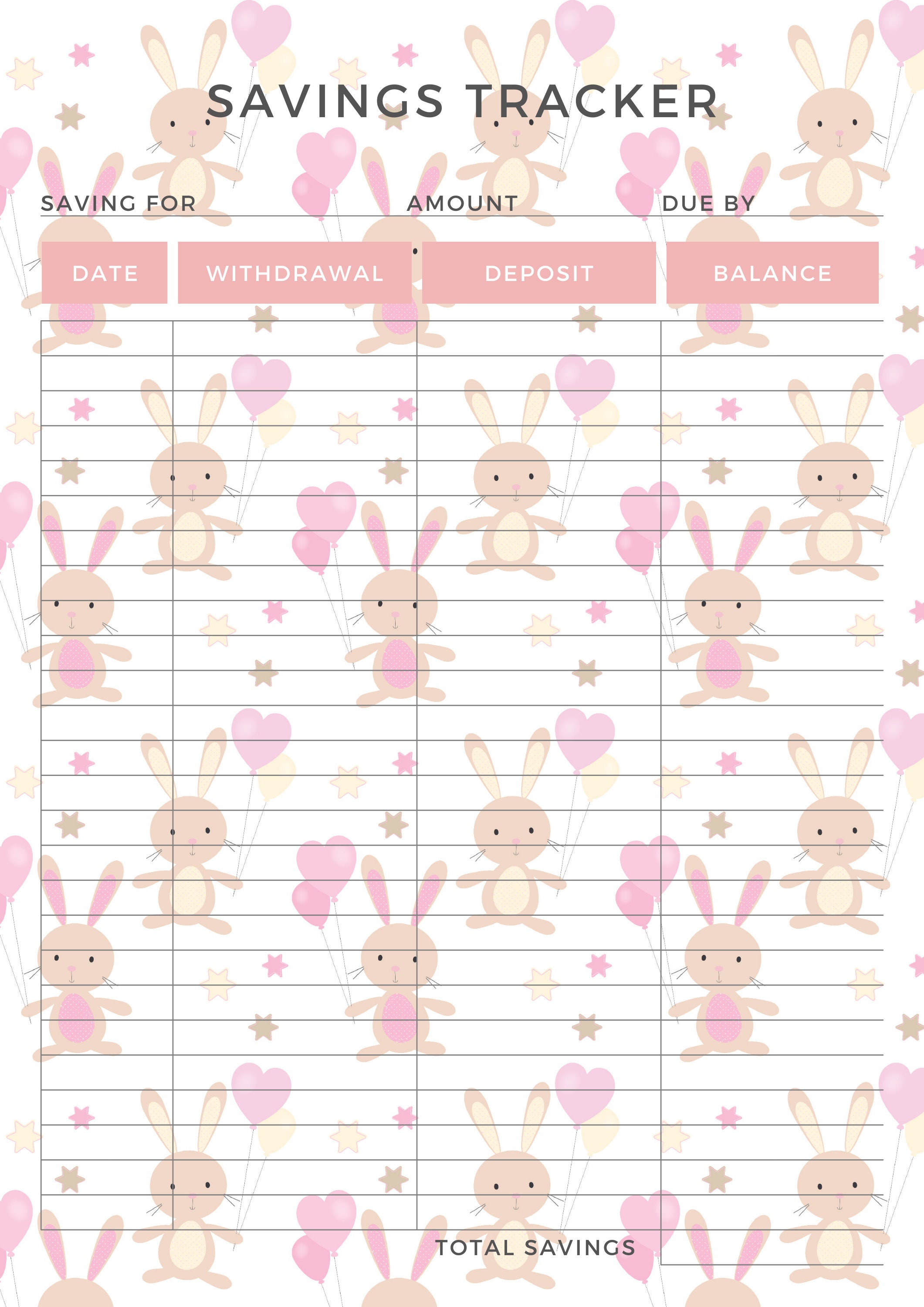 Cute Bunny Monthly Budget Planner Printable | Monthly Budget Sheet ...