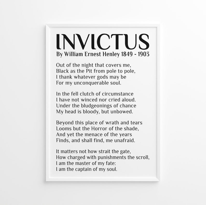 Invictus Vintage Poem Poster Print by William Ernst Henley Digital ...