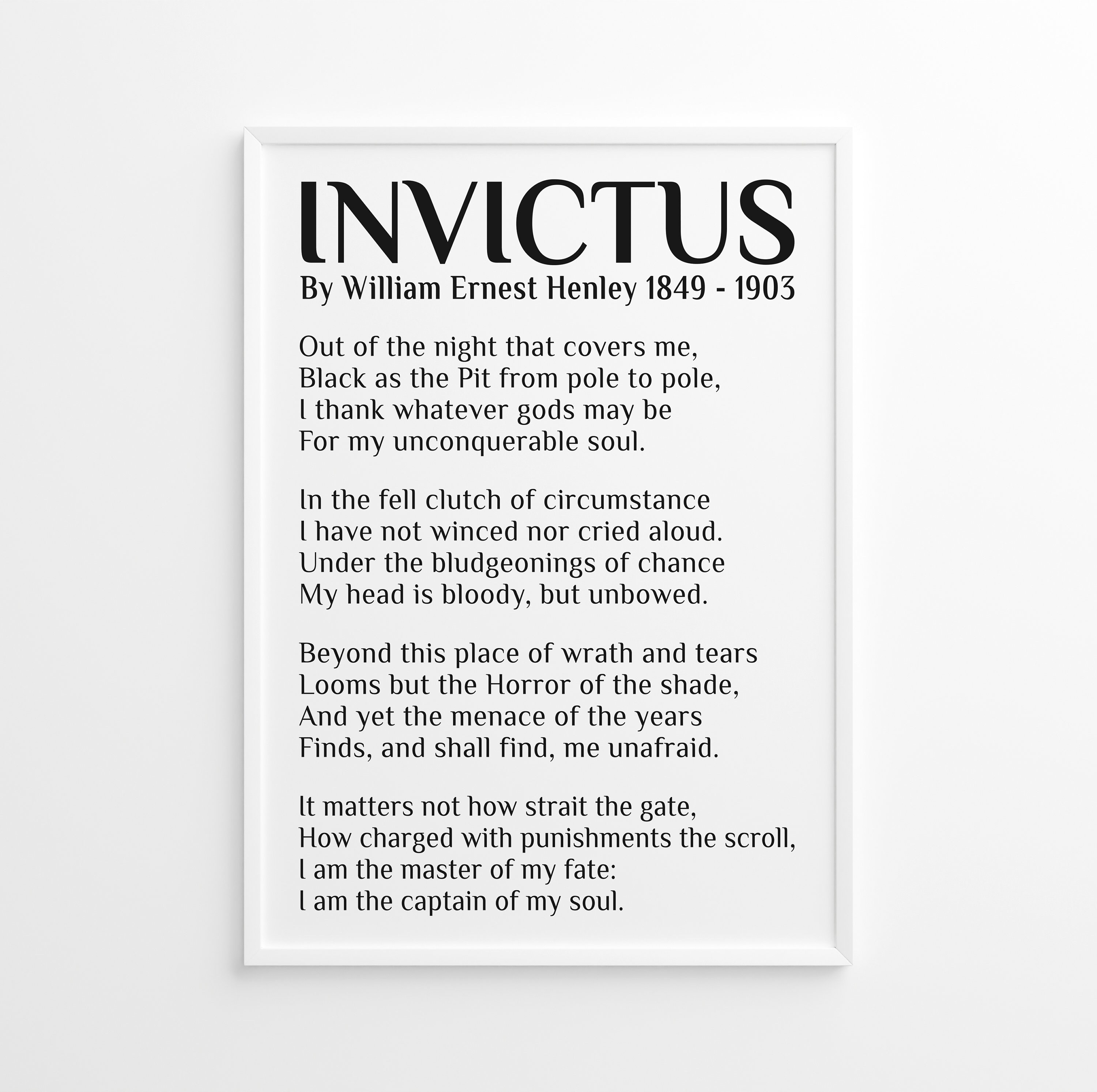 Invictus Vintage Poem Poster Print by William Ernst Henley Digital ...