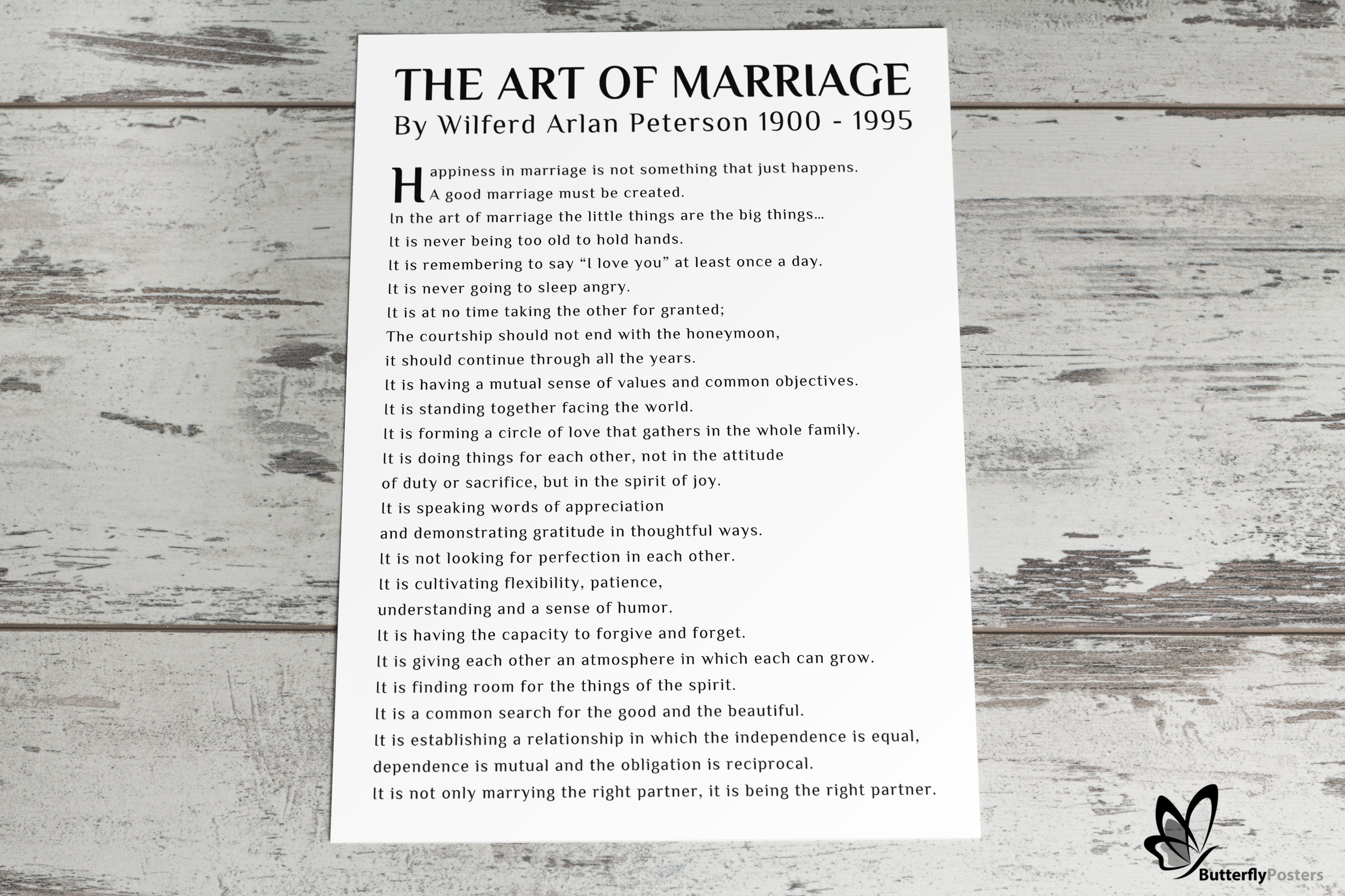 The Art of Marriage Wedding Poem Print by Wilferd Arlan Peterson ...