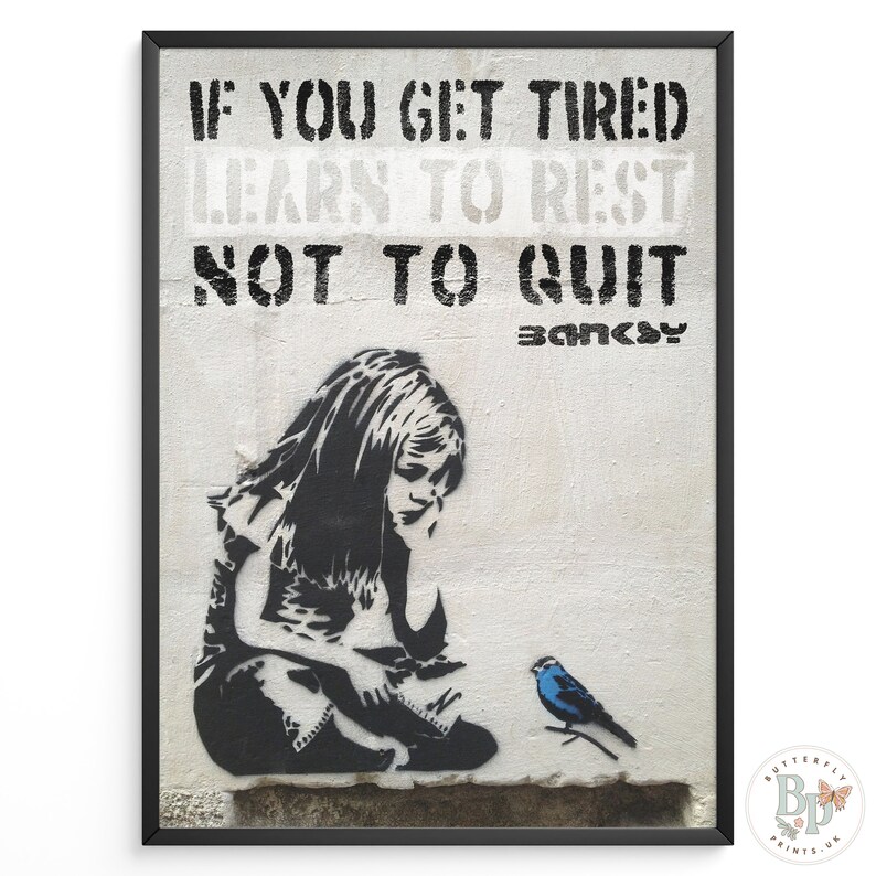 Banksy Girl and Bluebird Poster Print Inspirational Quote If You Get ...