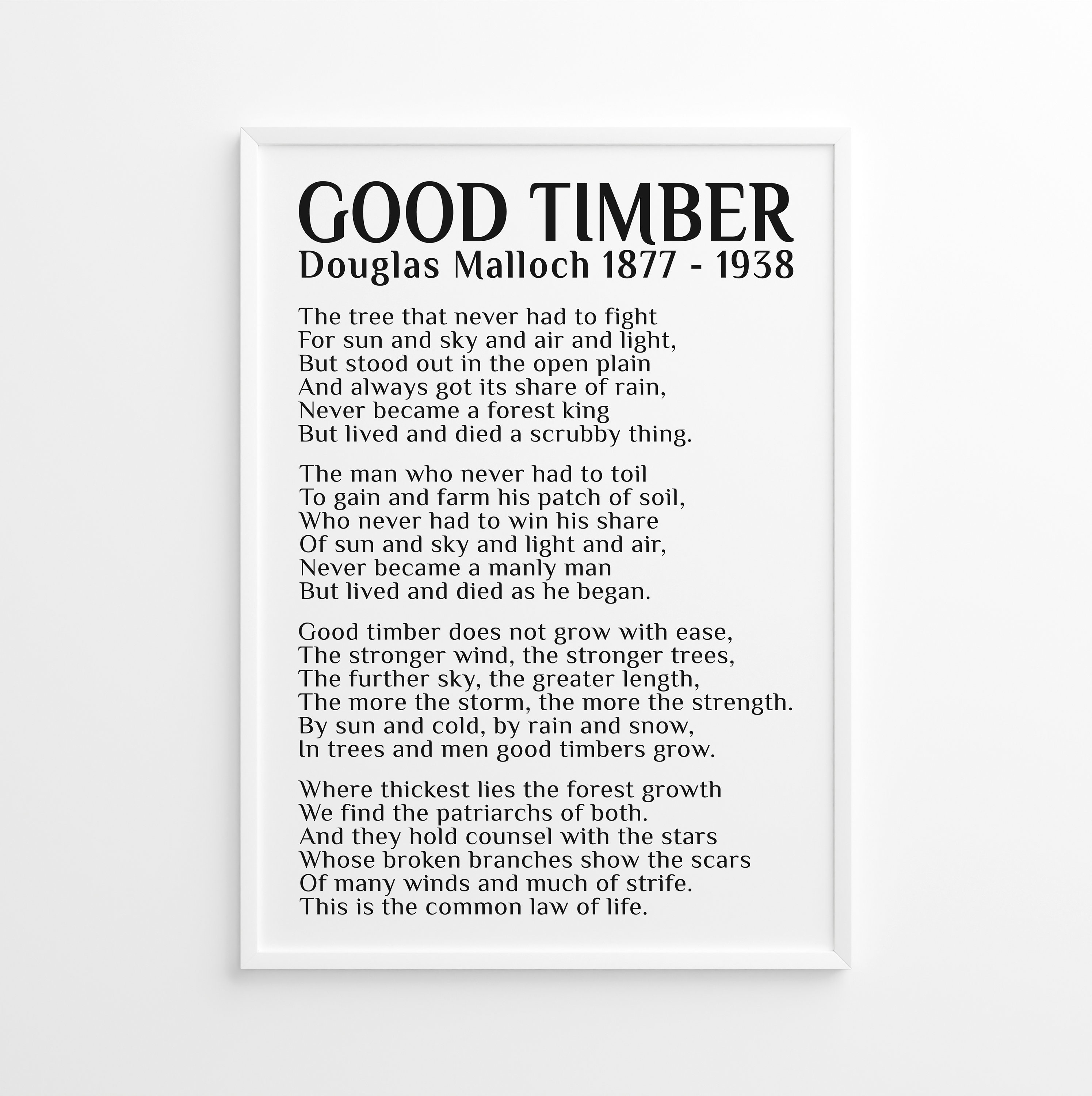 Good Timber Vintage Poem Poster Print by Douglas Malloch Digital ...
