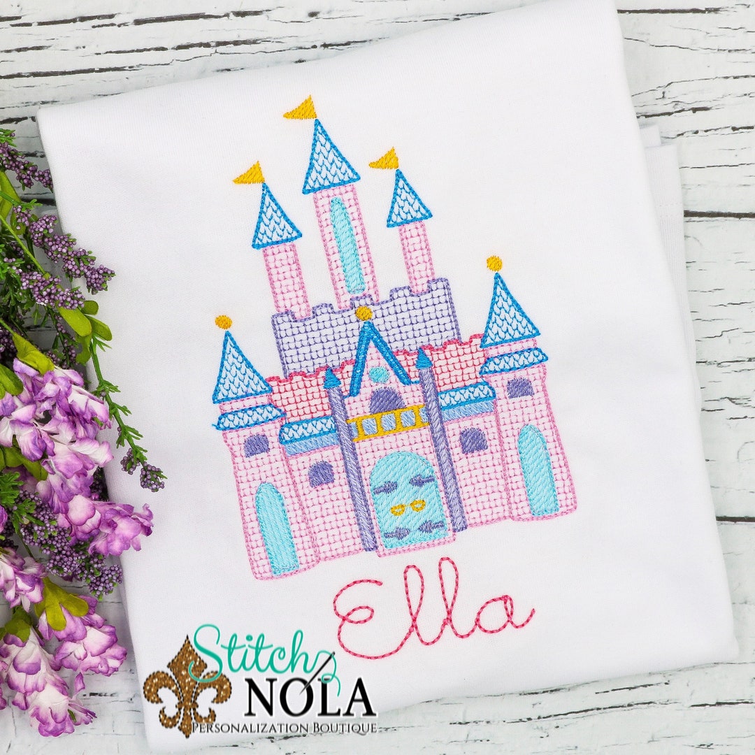 Magical Castle Sketch Embroidery, Princess Castle, Vintage Castle ...