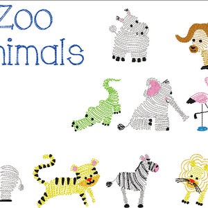 Zoo Animals Scribble, Zoo Animals Vintage Stitch, Zoo Animal Trio, Zoo ...