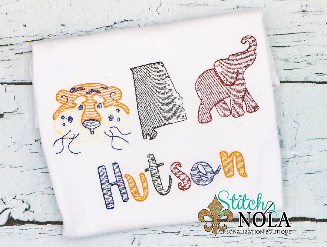 House Divided Trio Sketch Embroidery, Tigers, Elephant, Sketch ...