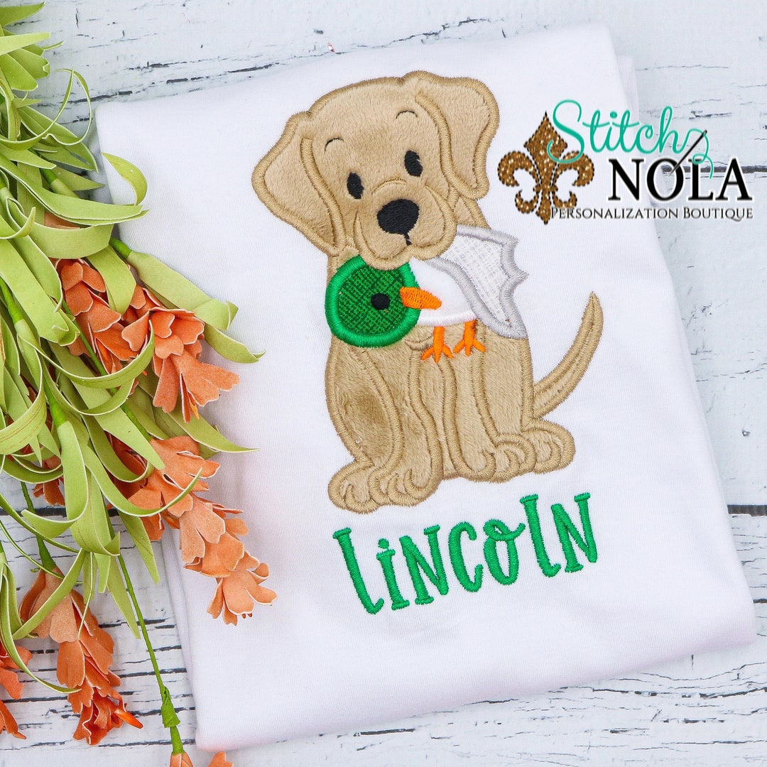 Labrador With Duck Applique, Lab With Duck Applique, Hunting Dog ...