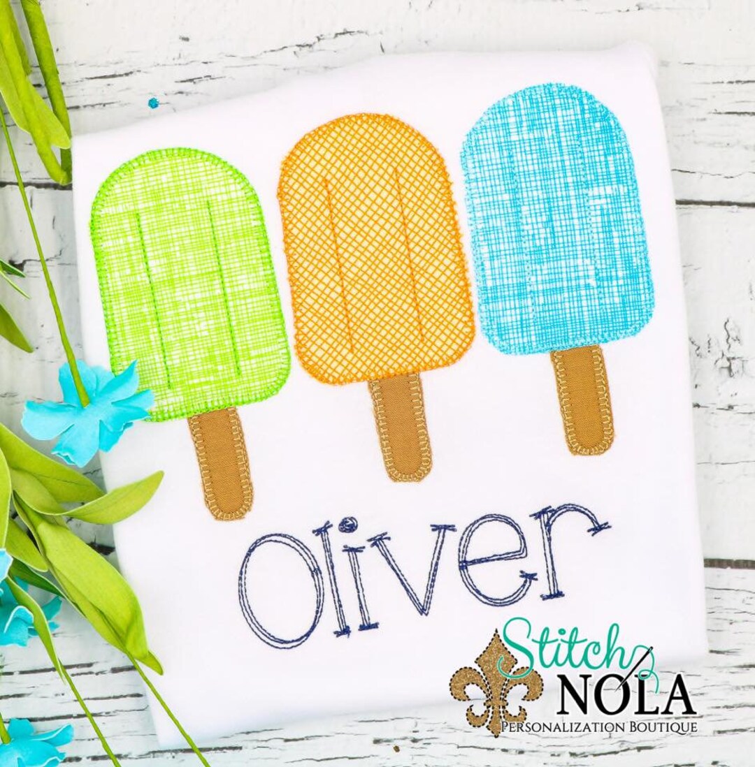 Popsicle Applique, Popsicle Shirt, Ice Cream Applique, Spring Applique ...