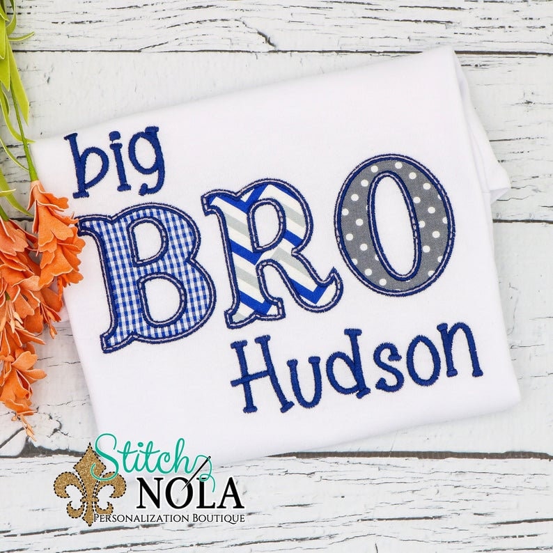 Big Bro Applique Big Brother Applique Big Brother Little | Etsy