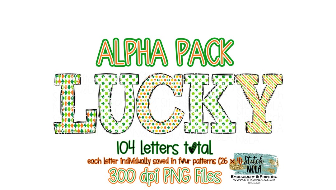 St Patrick's Day Lucky Alpha Pack PNG Letters Digital File DTG DTF Sublimation Download - Etsy