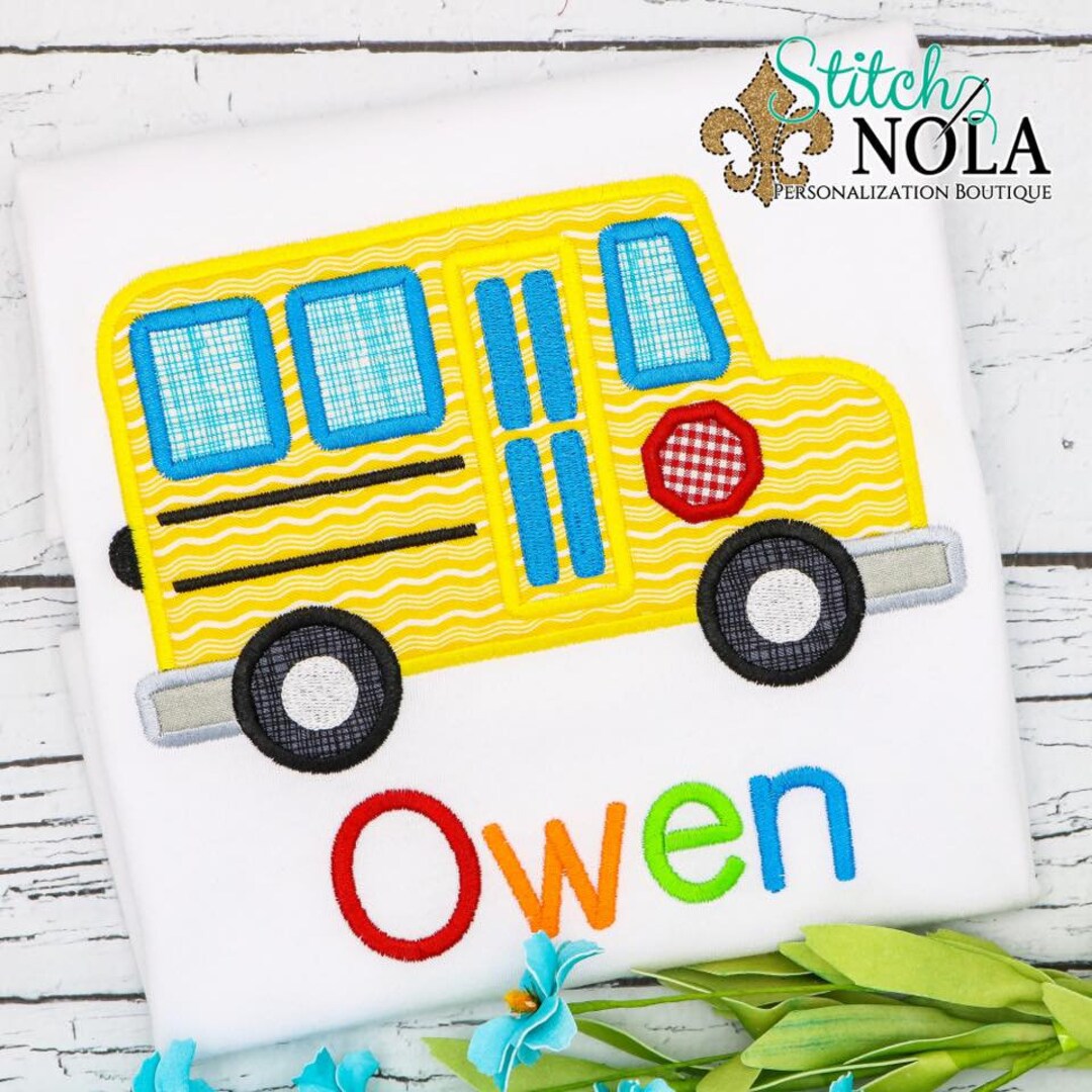 School Bus Applique, School Bus Shirt, Bus Applique, School Shirt, Bus ...