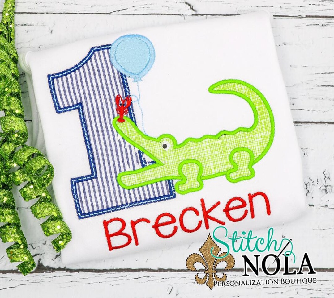 Alligator Crawfish Birthday Applique, Alligator Applique, Crawfish ...