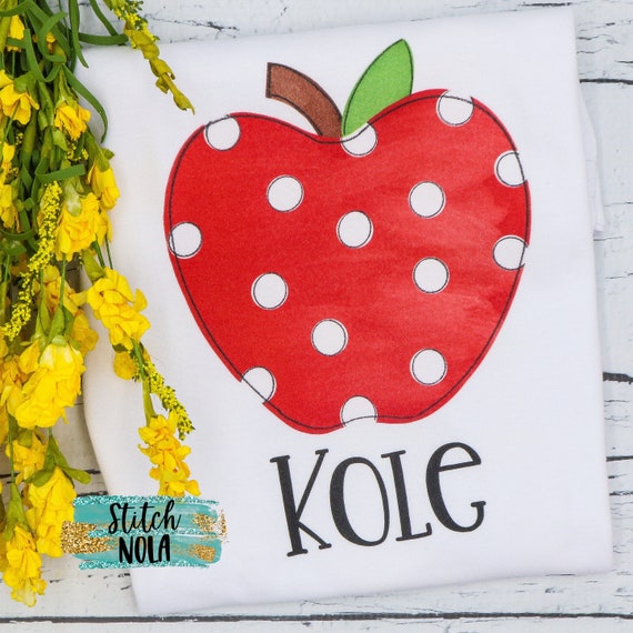Personalized Back to School Polka Dot Apple Printed Shirt | Etsy