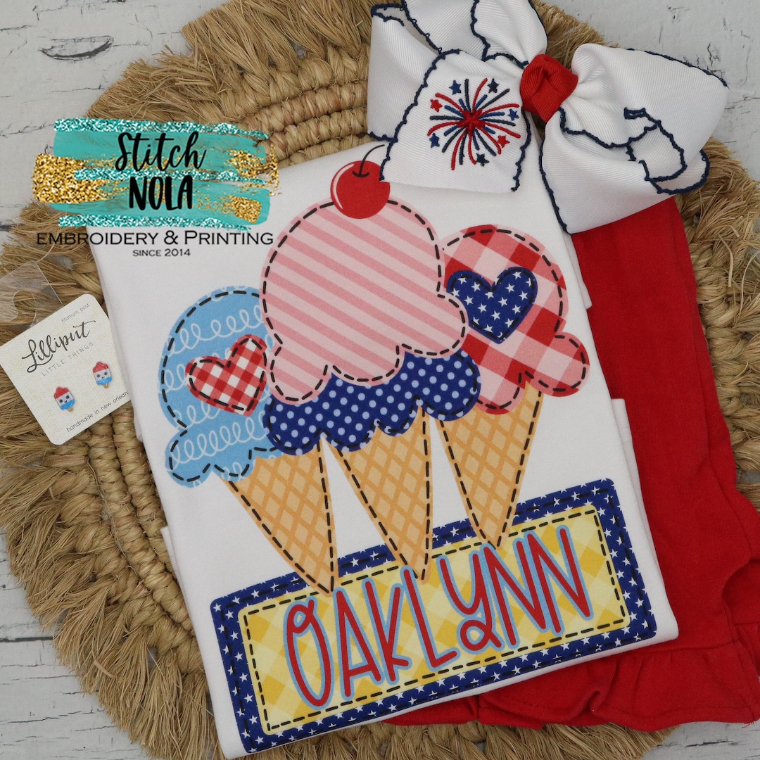 Personalized Patriotic Ice Cream Trio Printed Shirt - Etsy