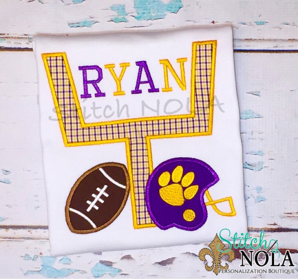 Purple and Gold Goal Post With Tiger Paw Helmet & Football - Etsy