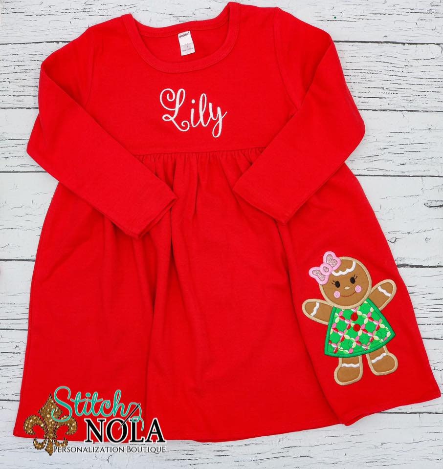 Gingerbread Applique on Red Dress | Etsy