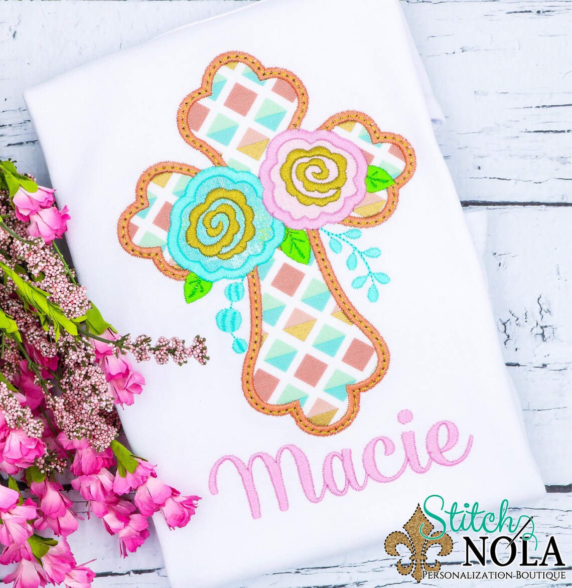 ROSES CROSS APPLIQUE Cross Applique Roses Applique Cross - Etsy