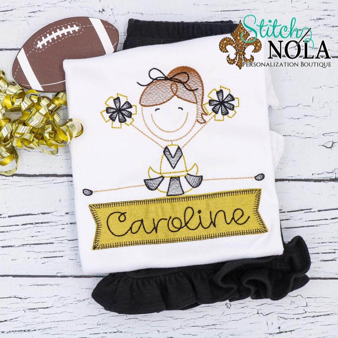 Girls Cheerleader Personalized Cheer Shirt, Black and Gold Girls Cheer ...
